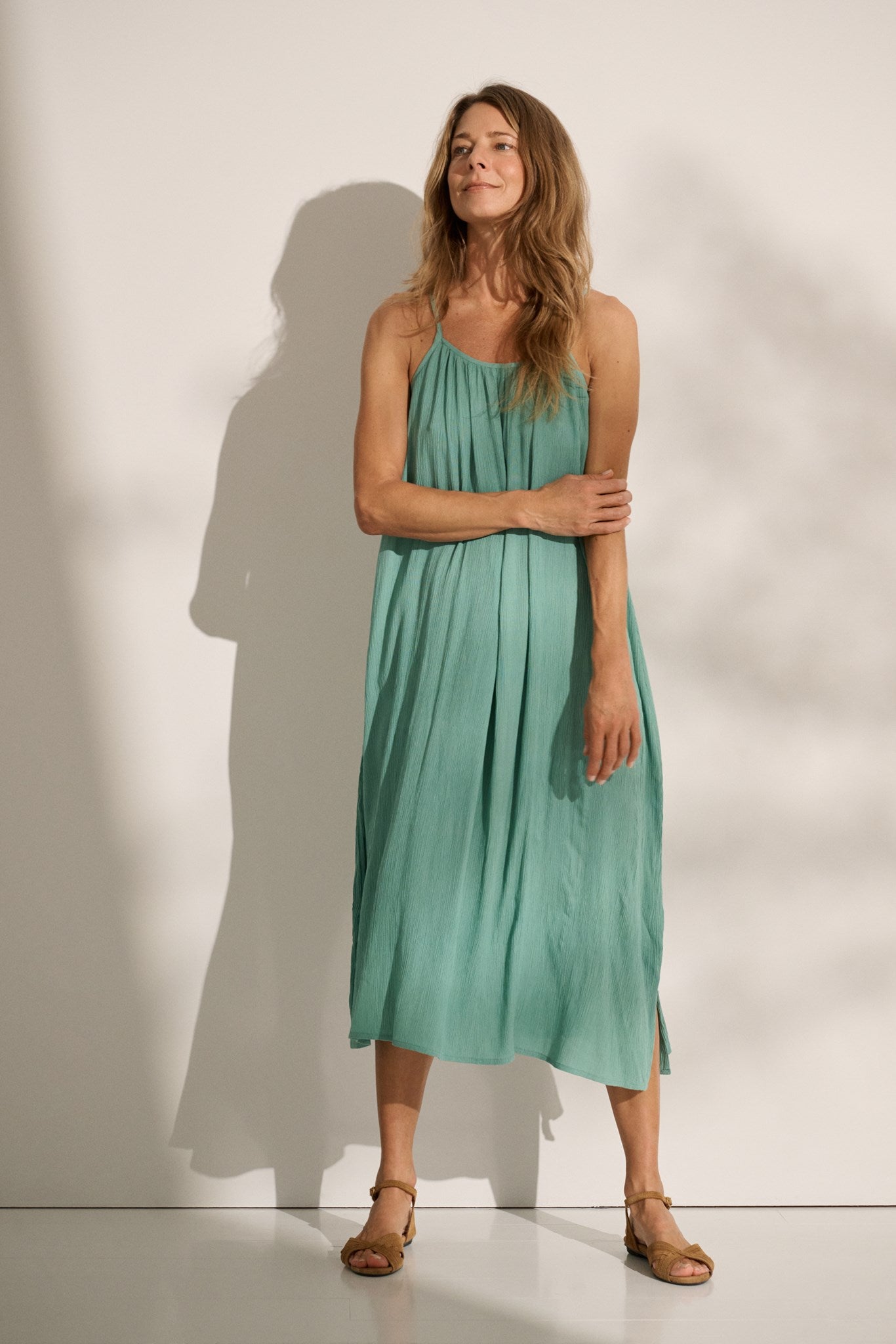 cave strap dress crepe