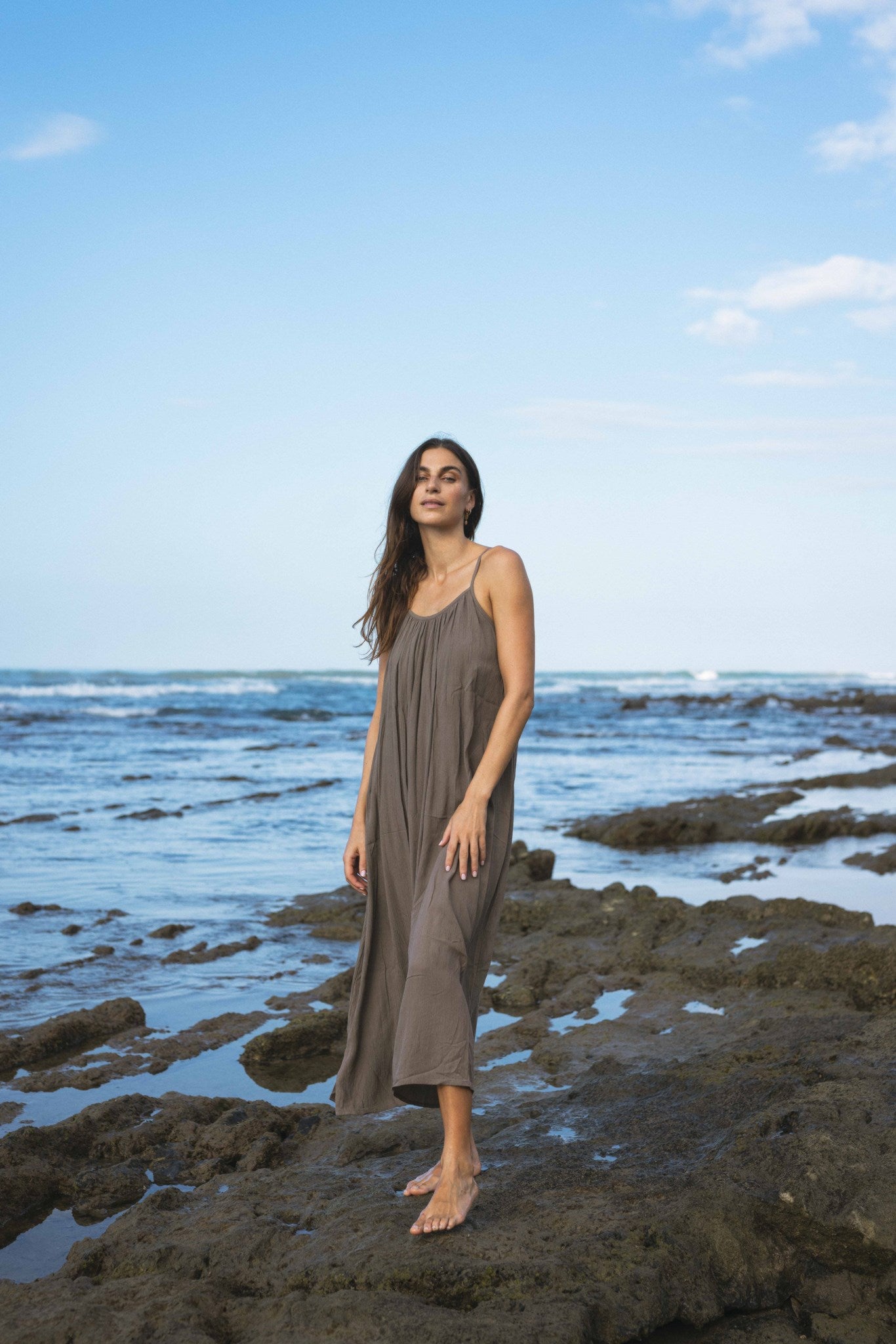 cave strap dress crepe