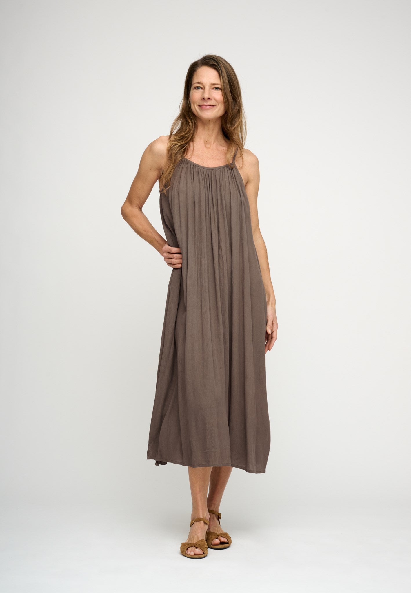 cave strap dress crepe